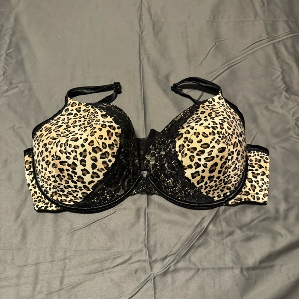 Cacique Black And Brown Leopard Print Lace Bra - Gem